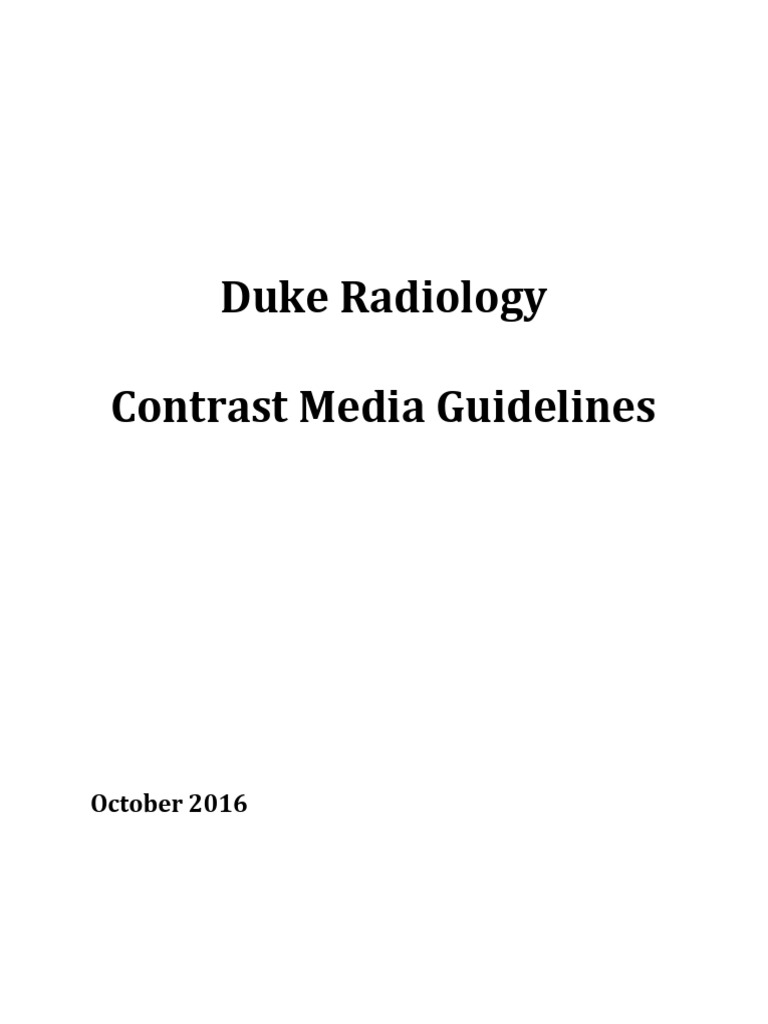Radiology Contrast Media Guidelines | PDF | Renal Function | Creatinine