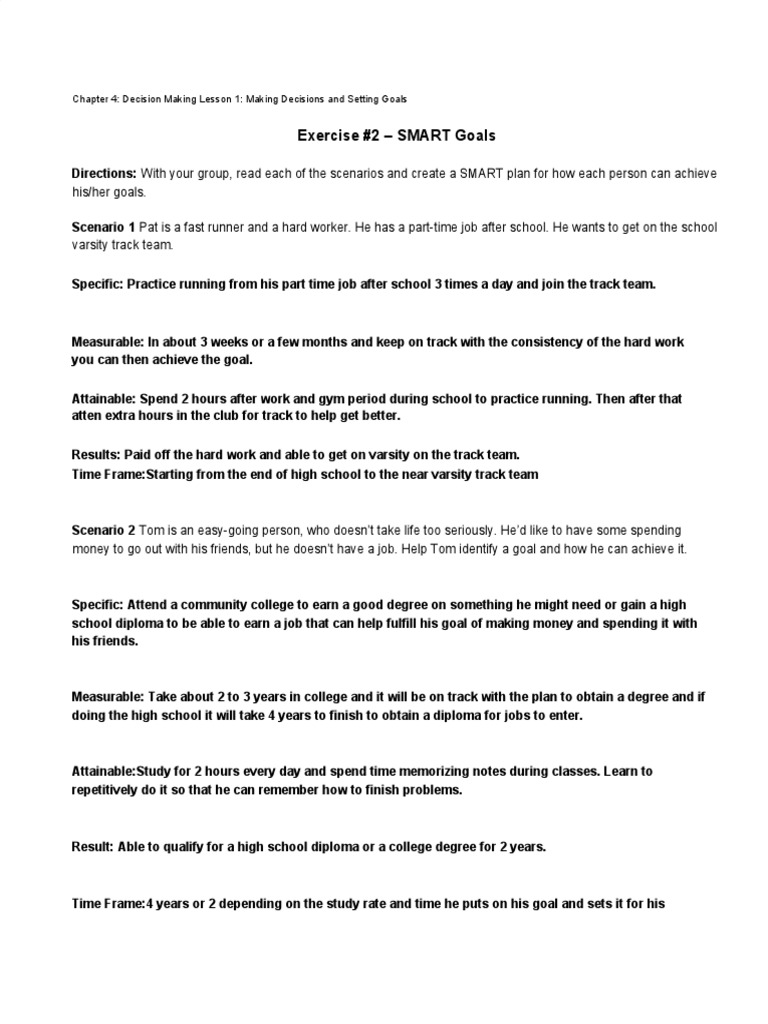 U1C4L1A2 - Exercise 2 - SMART Goals | PDF | Goal | Academic Degree