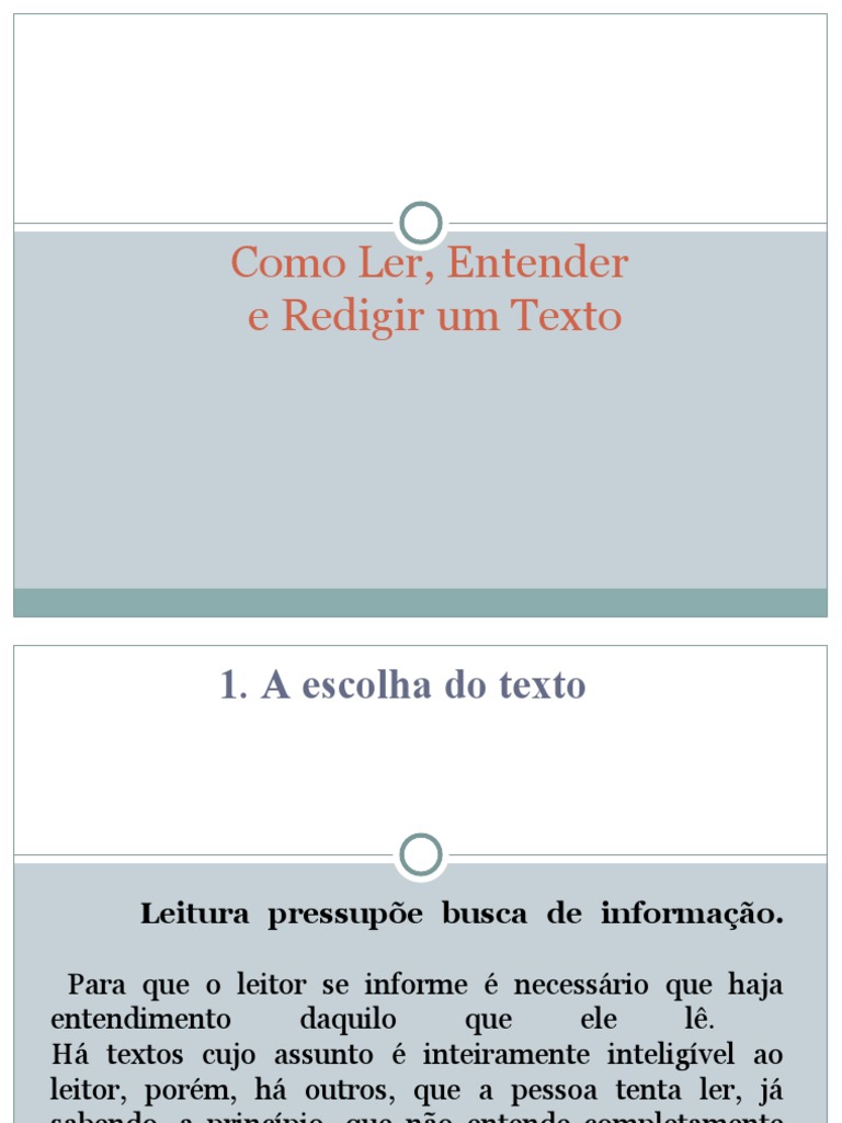 Como Ler, Entender e Interpretar um Texto: Uma Abordagem por ...