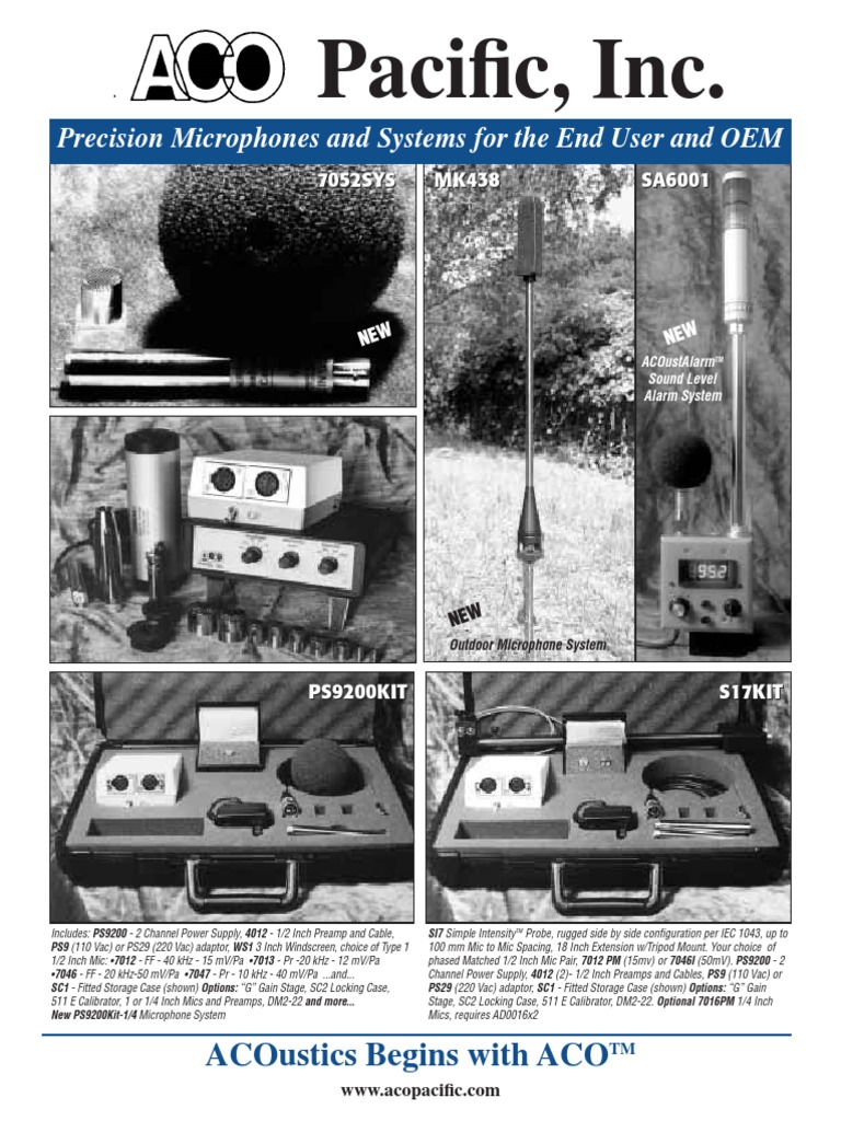 ACO PACIFIC INC - 7012 - Hoja Tecnica | PDF | Microphone | Decibel