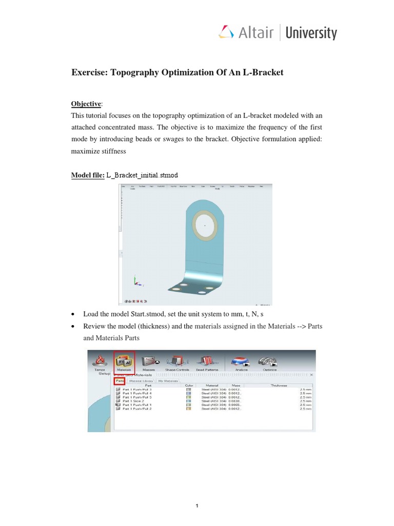 Exercise: Topography Optimization of An L-Bracket: Objective | PDF ...