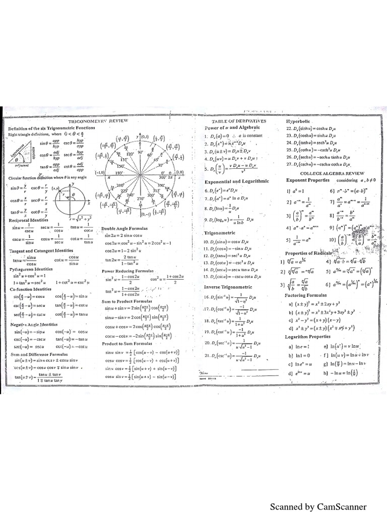 Formulas Cálculo | PDF