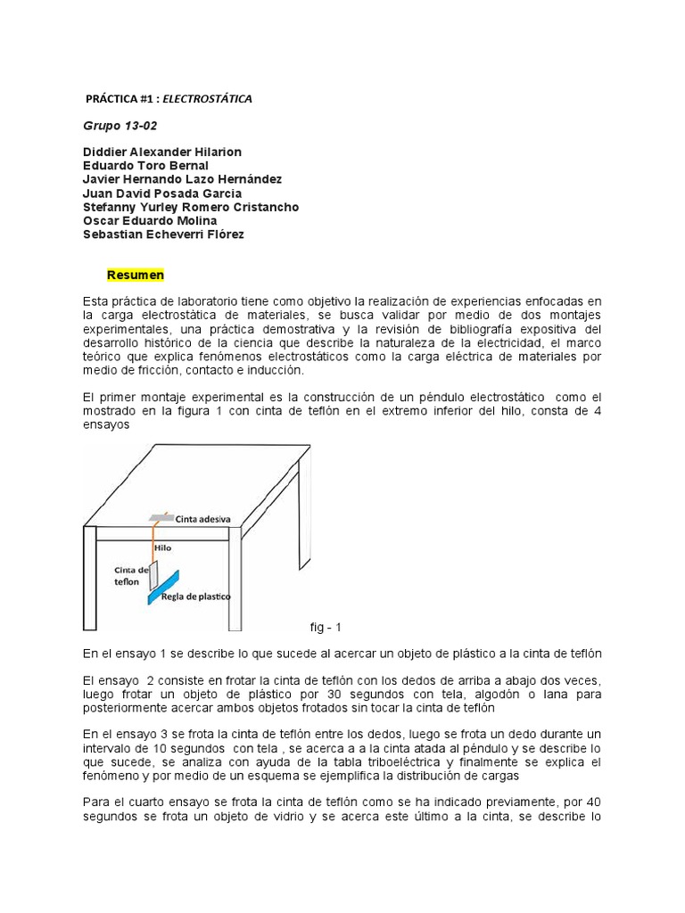 Práctica #1 - Electrostática | PDF | Electrostática | Física