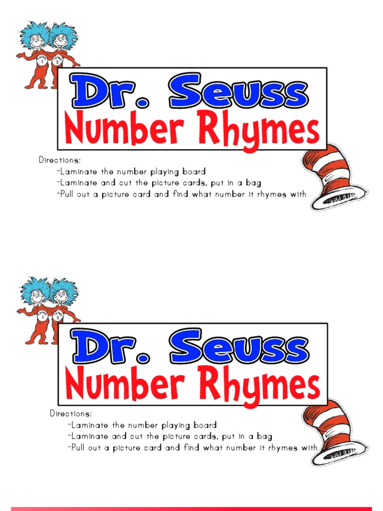 DR Seuss Number Rhymes | PDF | Home & Garden | Art