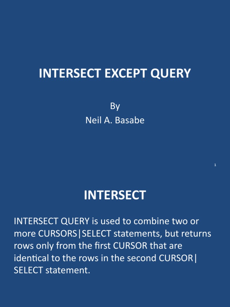 Intersect Except Query: by Neil A. Basabe | PDF