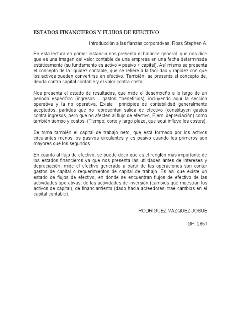 Finanzas Corporativas Capitulo 2 Ross | PDF