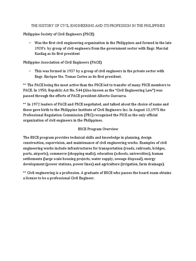 The History of Civil Engineering and Its Profession in The Philippines ...