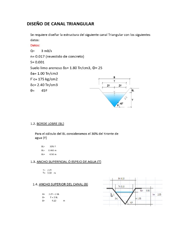 Diseño de Canal Triangular | PDF