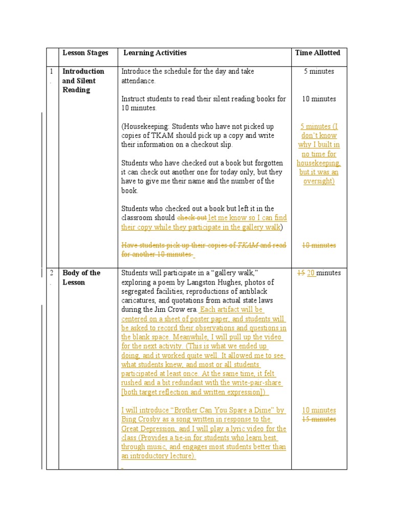 To Kill A Mockingbird Lesson Revised | PDF | Books