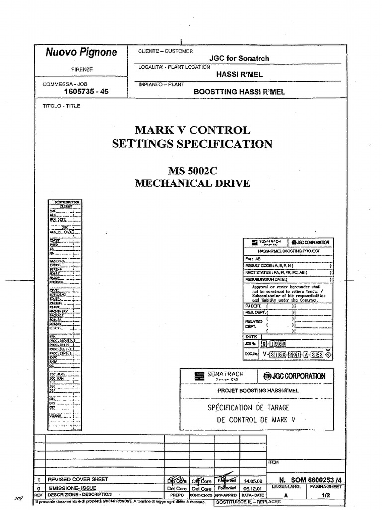 Mark V Control Setting Specification | PDF