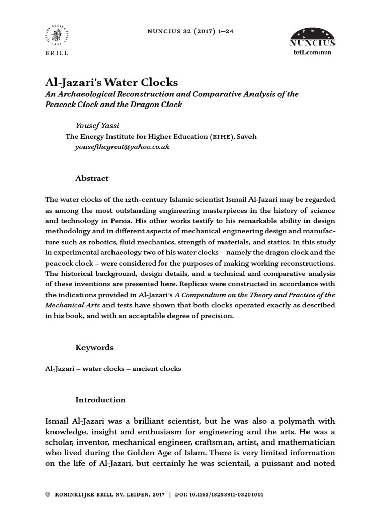 Al-Jazari's Water Clocks | PDF | Buoyancy | Clock