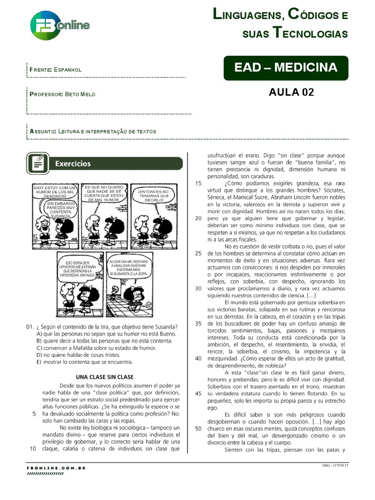 2 Leitura e Interpretação de Textos em Espanhol | PDF