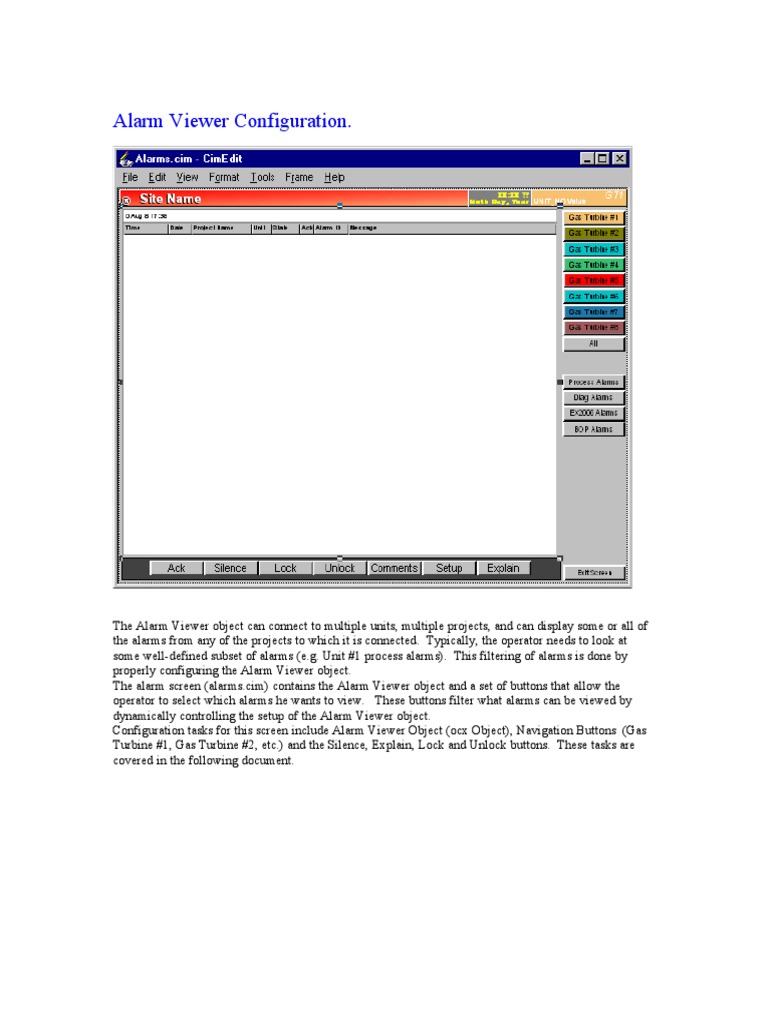 Alarm Viewer Documentation | PDF | Server (Computing) | Computer ...