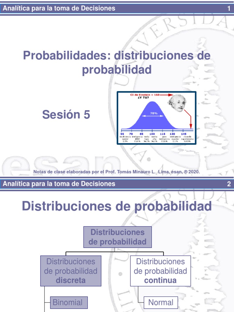 Sesión 05 Principales Distribuciones de Probabilidad PDF | PDF ...