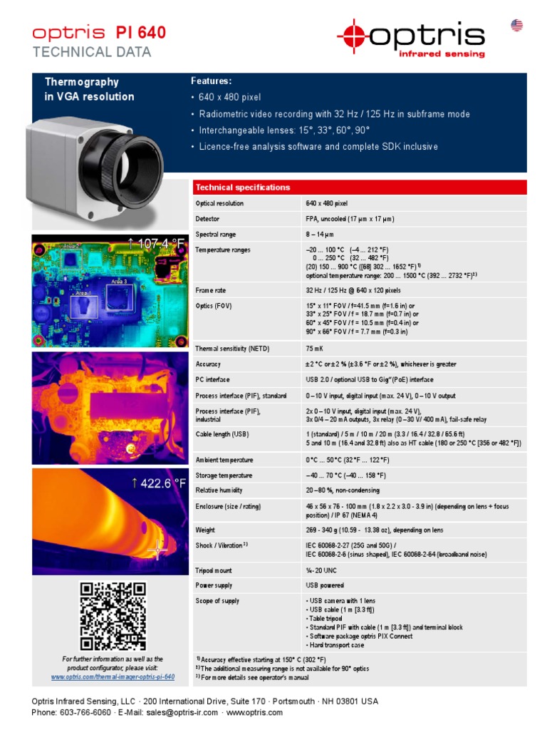 Datasheet Optris Pi 640 | PDF | Usb | Personal Computers