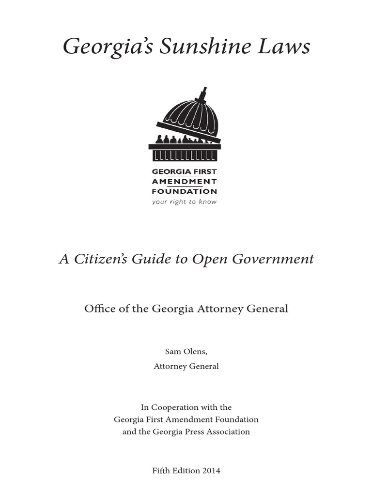 Georgia Sunshine Laws: Open Government Guide | PDF | Freedom Of ...