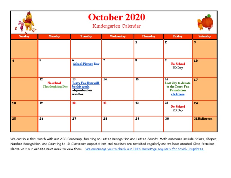 October Calendar 2020 | PDF