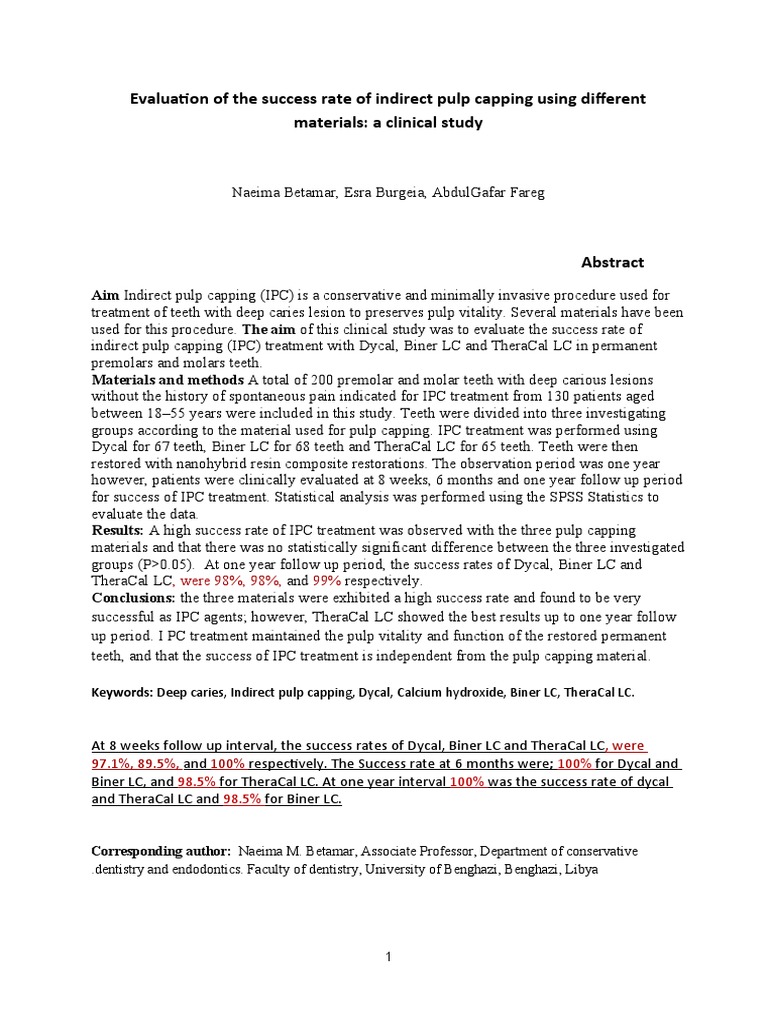 Alex G. Direct and Indirect Pulp Capping: A Brief History, Material ...