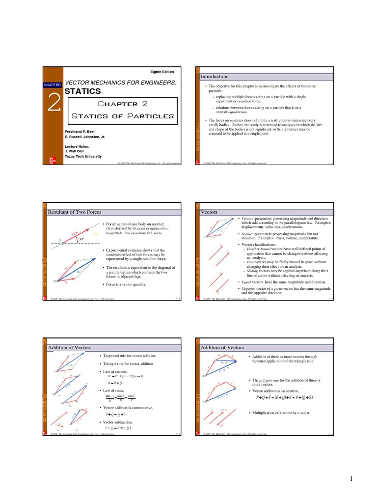 Chapter 2 - Statics of Particles 6 Slides Per Page PDF | PDF ... Chapter 2 - Statics of Particles 6 Slides Per Page PDF | PDF ...