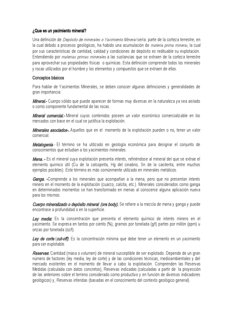 Que Es Un Yacimiento Mineral | PDF | Oro | Minerales