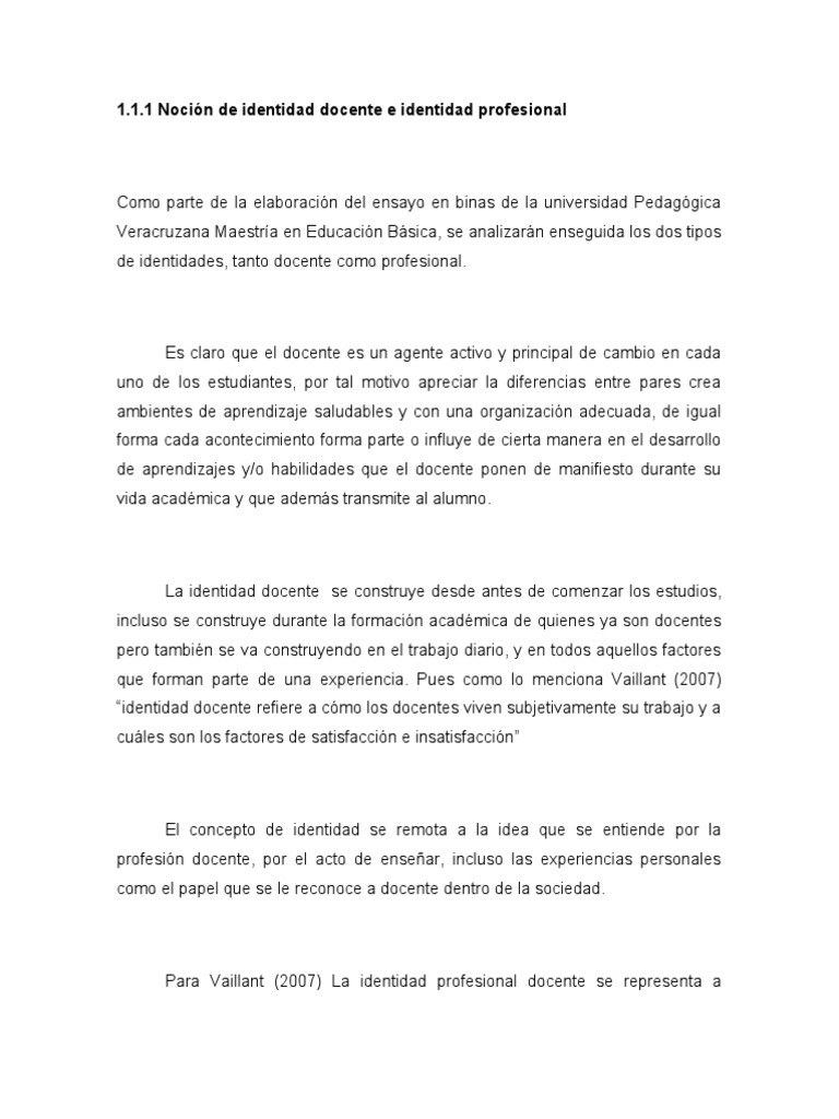 Tarea 2. Identidad Docente, Identidad Profesional, Construccion de ...