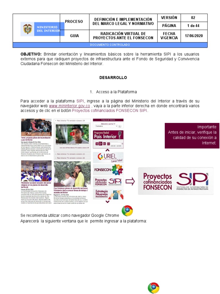 Guia para La Radicacion Virtual de Proyectos Ante El Fonsecon | PDF | Contraseña | Usuario ...