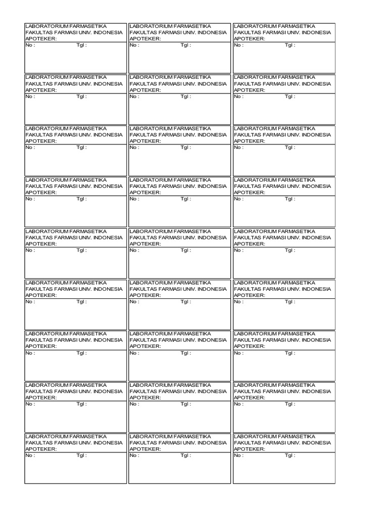 Format ETIKET PUTIH Kecil | PDF