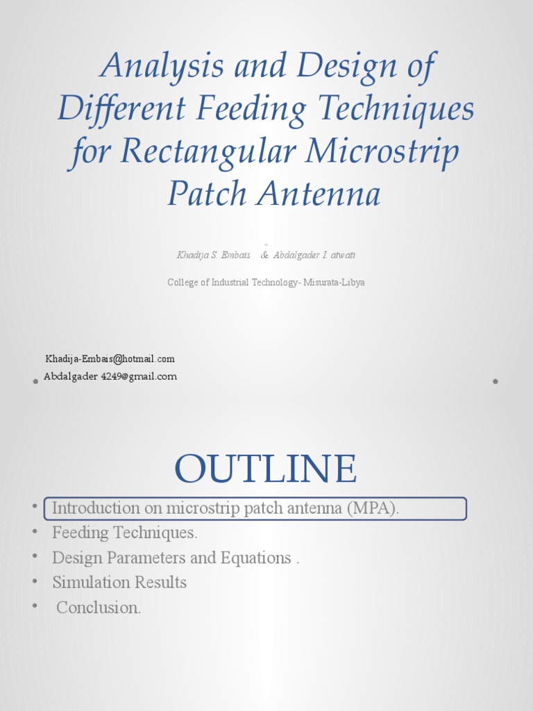 Analysis of Feeding Techniques for Rectangular Microstrip Patch ...