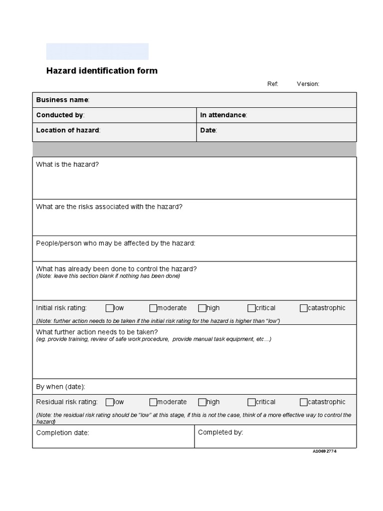 Hazard Identification Training Form | PDF