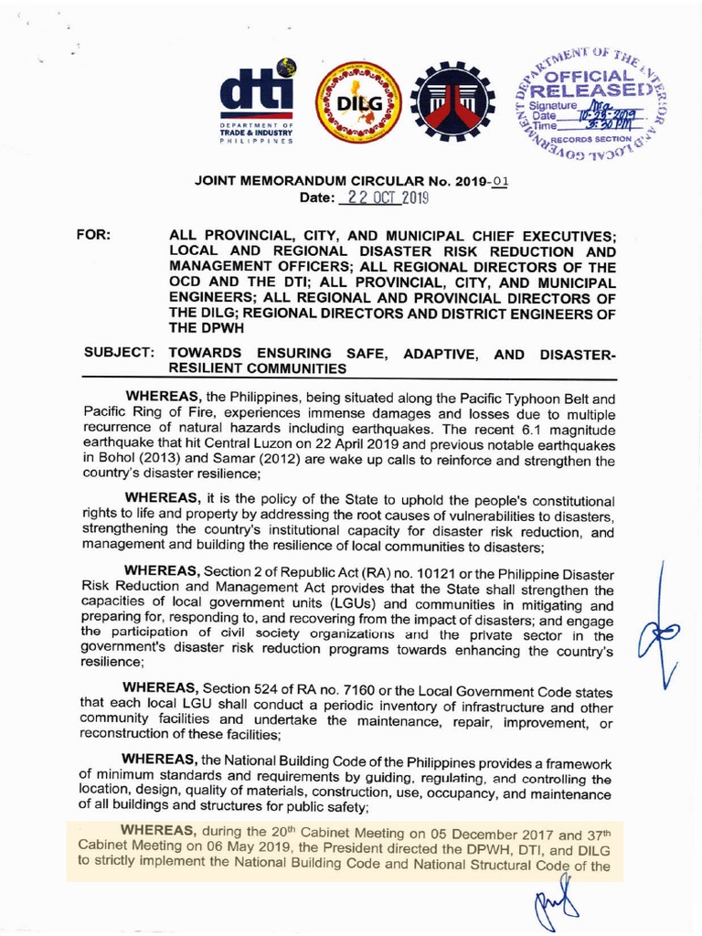 Dilg-Dti-Dpwh JMC 2019-01 | PDF Dilg-Dti-Dpwh JMC 2019-01 | PDF