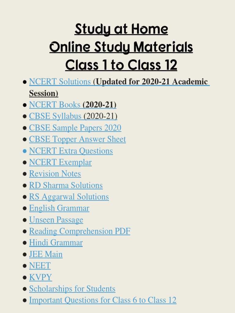Study at Home - Huge Collection of Links To Study Materials. | PDF ...