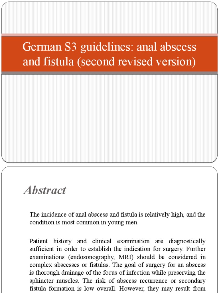 German S3 Guidelines: Anal Abscess and Fistula (Second Revised Version ...
