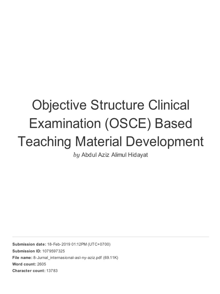 Objective Structure Clinical Examination (OSCE) Based Teaching Material ...