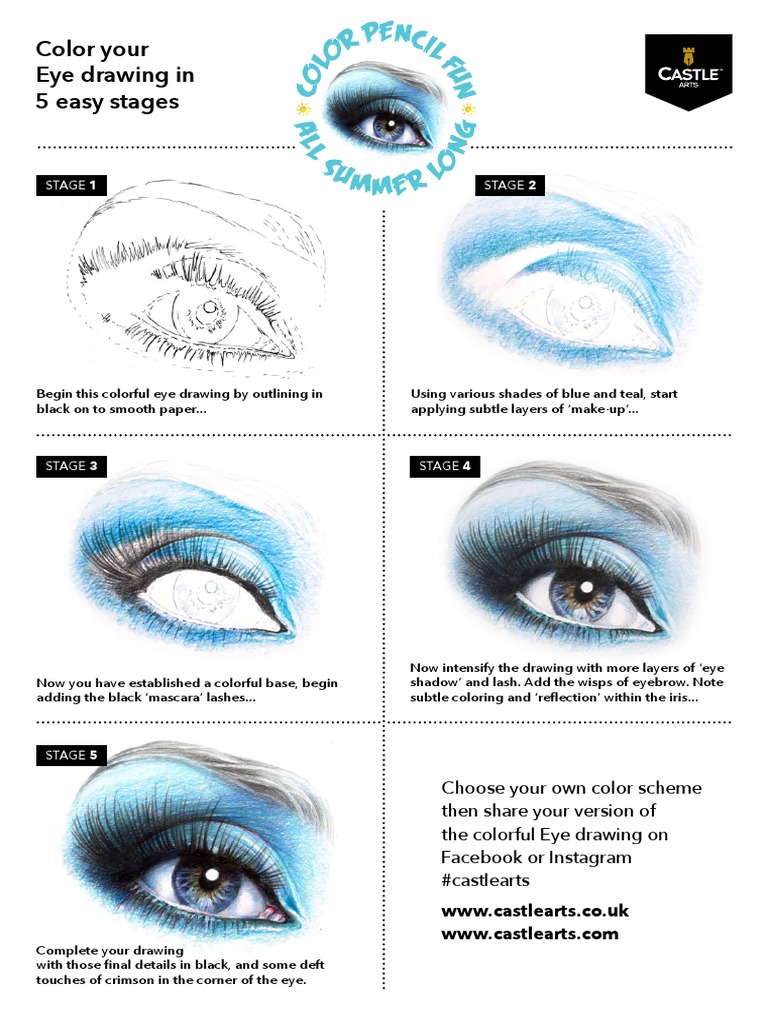 Color Your Eye Drawing in 5 Easy Stages: Stage 1 Stage 2 | PDF