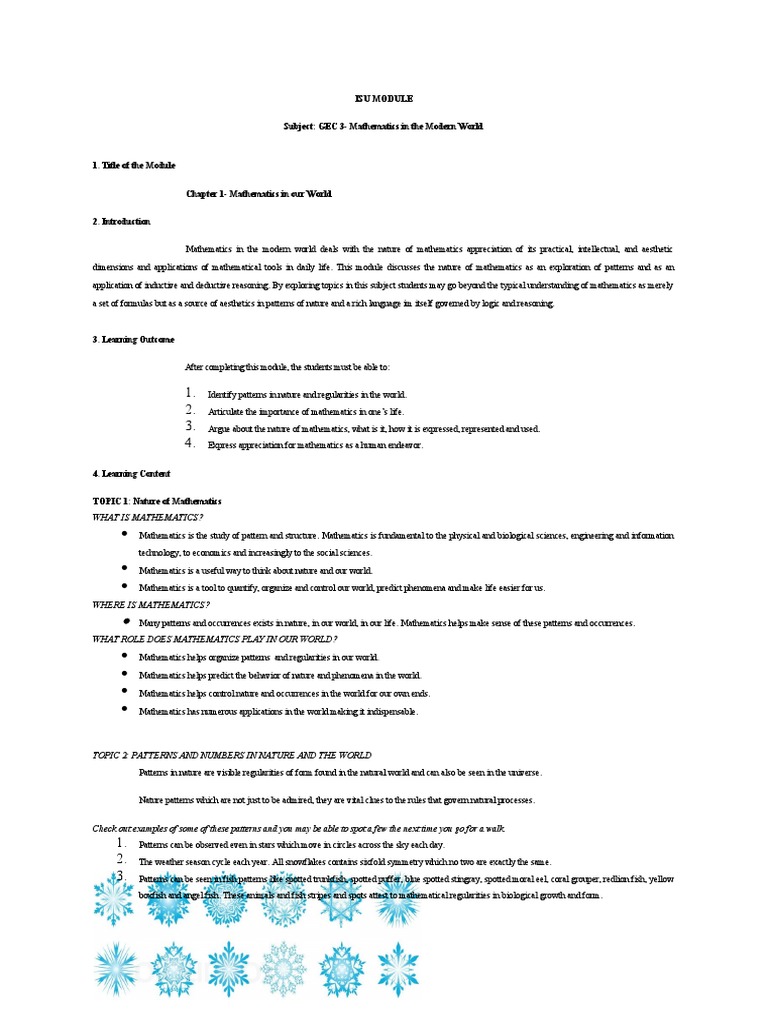 Module 1-Mathematics in The Modern World | PDF | Pattern | Discrete ...