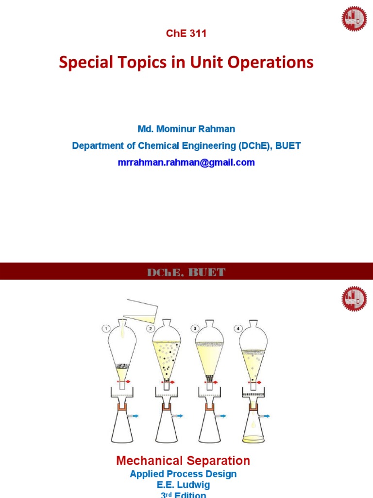 Special Topics in Unit Operations: Md. Mominur Rahman Department of ...