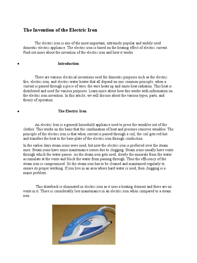 The Invention of The Electric Iron | PDF | Thermostat | Switch