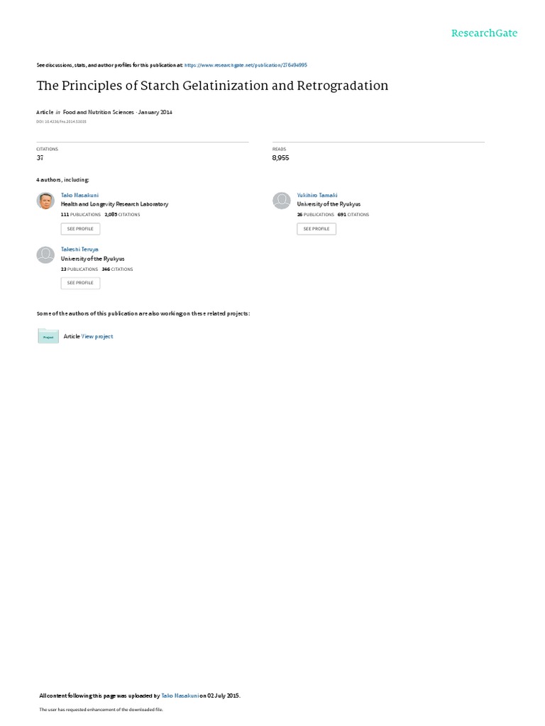 The Principles of Starch Gelatinization and Retrogradation: Food and ...