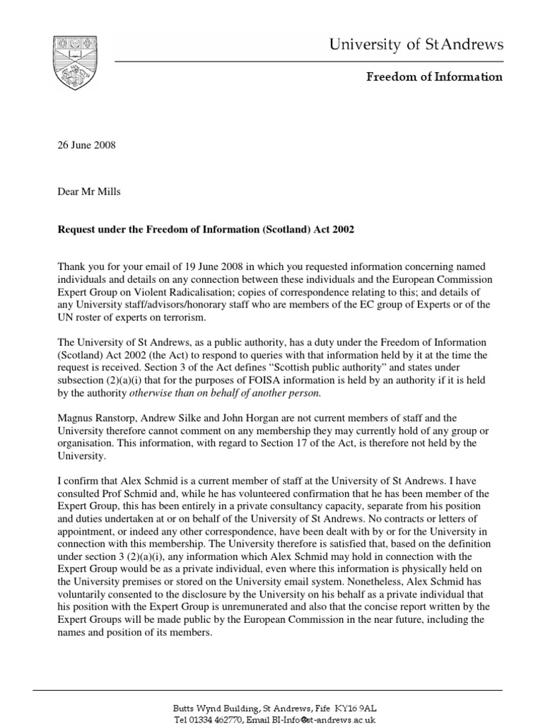 Request Under The Freedom of Information (Scotland) Act 2002 | PDF ...