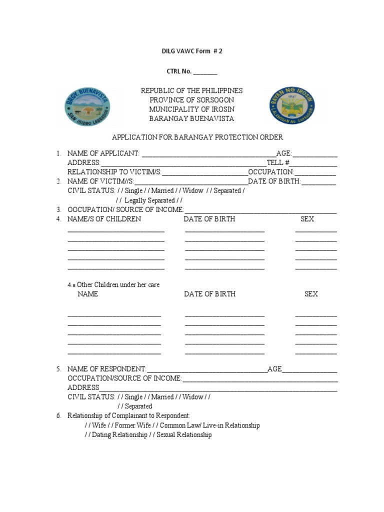 DILG VAWC Form | PDF | Violence | Applied Ethics