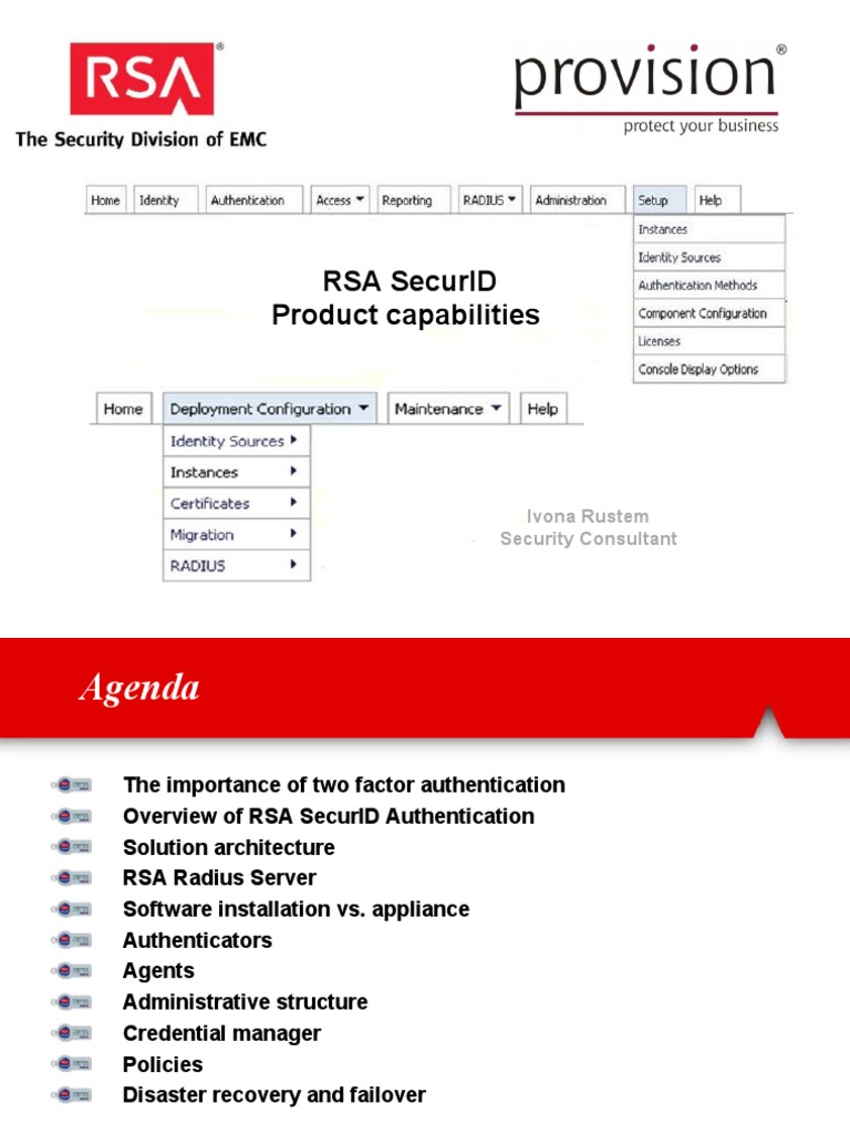 Rsa Securid Product Capabilities: Ivona Rustem Security Consultant ...