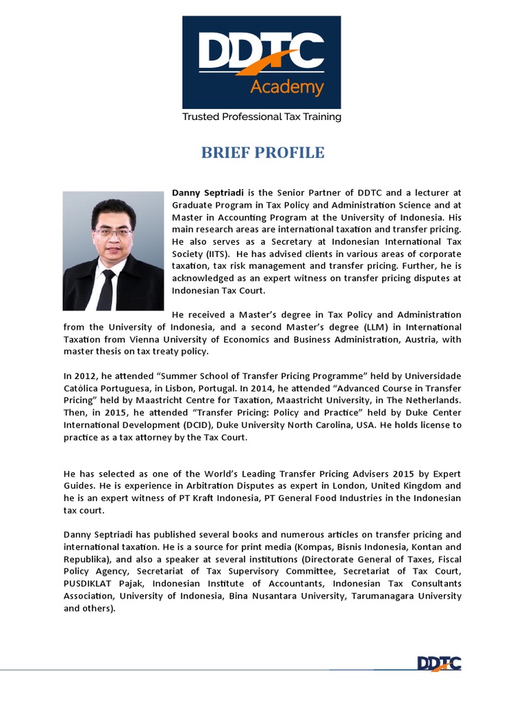 Brief Profile Lecturers | PDF | International Taxation | Taxes