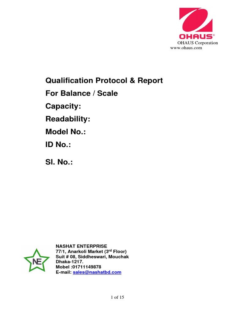 Qualification Protocol & Report For Balance / Scale: A Comprehensive ...