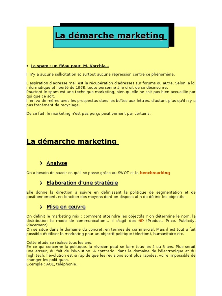 Démarche marketing et stratégies clés | PDF | Marque de distributeur ...