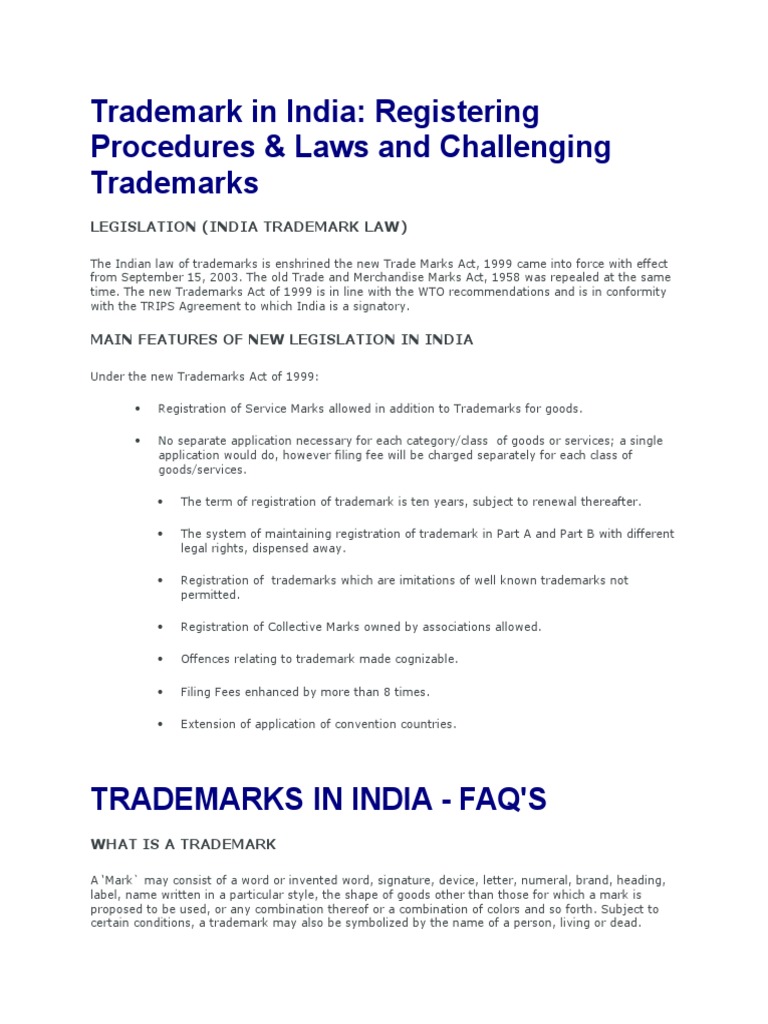 Trademark in India | PDF | Trademark | Legal Remedy