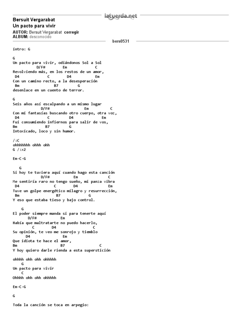 Bersuit Vergarabat, Un Pacto para Vivir - Letra y Acordes PDF | PDF