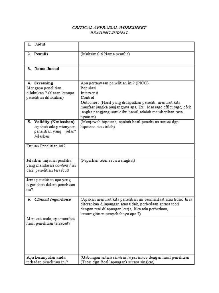 Panduan Penilaian Kritis PICO Jurnal | PDF | Sains & Matematika