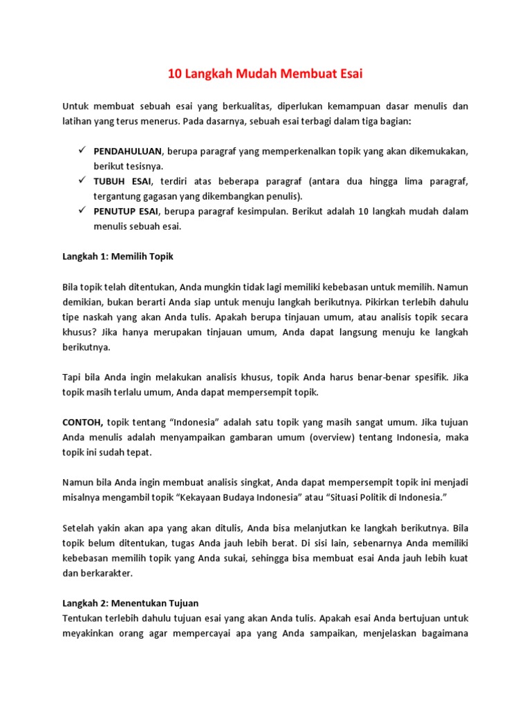 Langkah Mudah Membuat Esai Pdf Pdf