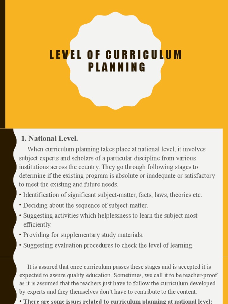 Levels of Curriculum Planning | Download Free PDF | Curriculum | Teachers