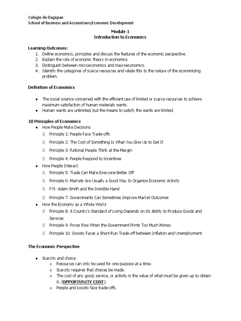 EcoDev Module 1 PDF | PDF | Resource | Economics